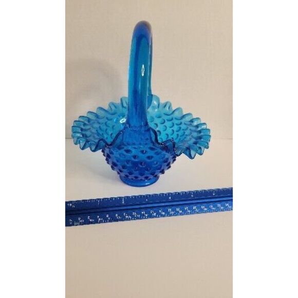 Fenton | Accents | Vintage Fenton Colonial Blue Hobnail Glass Basket ...